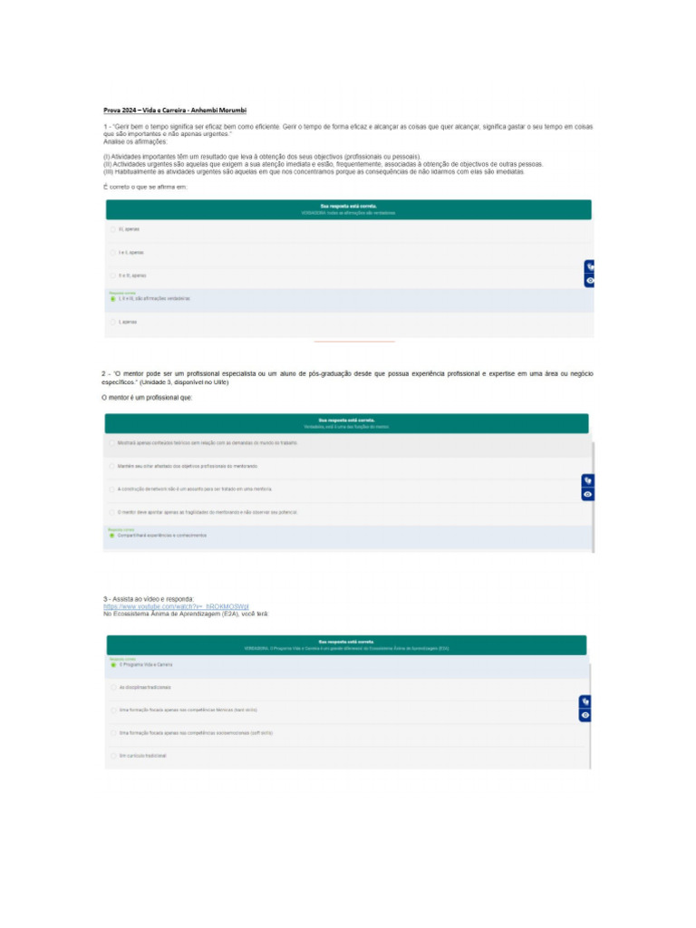Modelo Prova A1 - Vida e Carreira 2024 | PDF