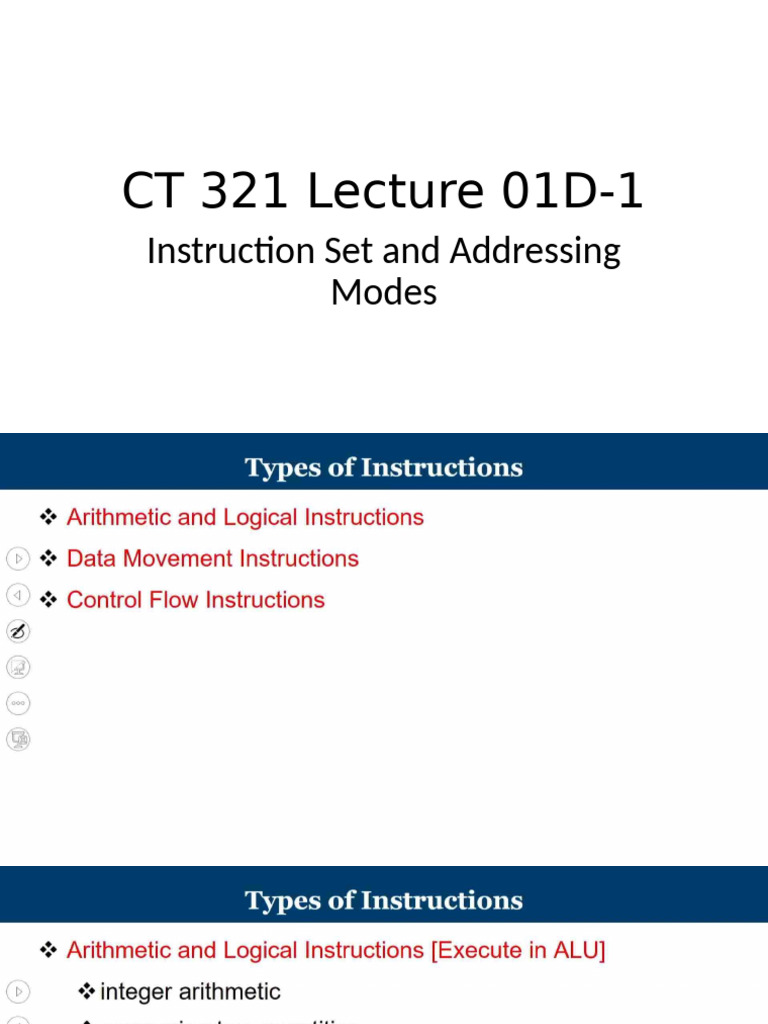 CT321_Lect01D-1_Instruction Set and Addressing Modes | PDF