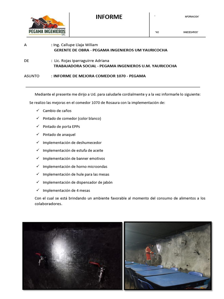 Informe de Mejora - Comedor 1070 | PDF