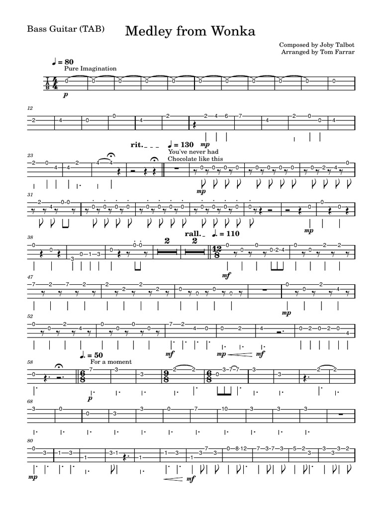 Medley From Wonka Bass - Guitar TAB | PDF