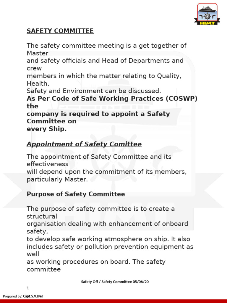 Safety Off, Safety Committee | PDF | Safety | Occupational Safety And ...