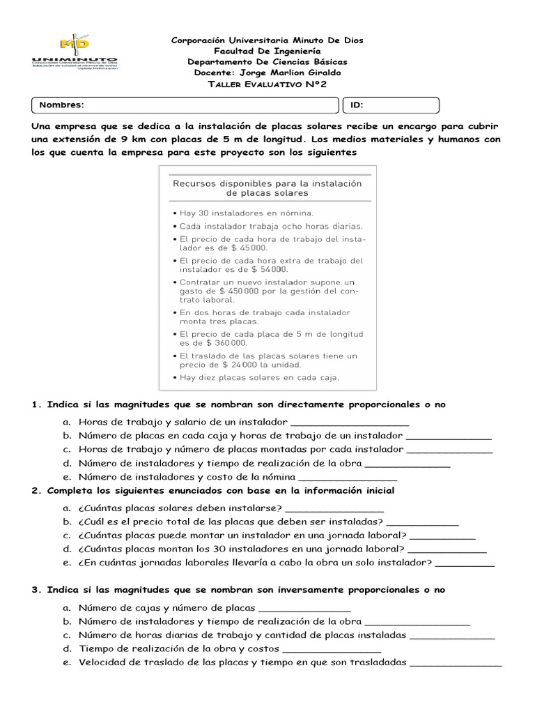 Taller 2. Razones Proporciones Porcentajes | PDF