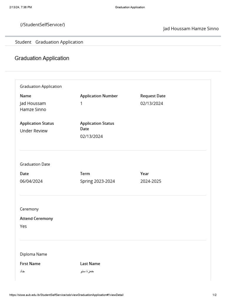 Graduation Application for BBA Degree | PDF
