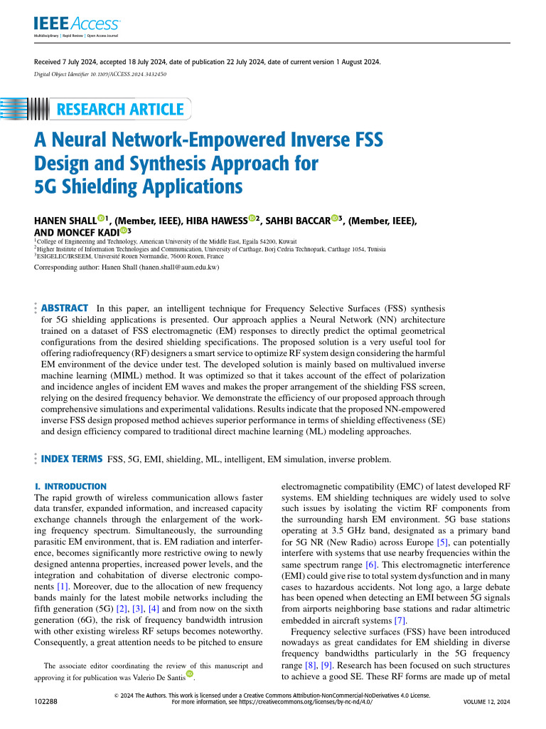 Synthesis of FSS Using Neural Network | PDF | Electromagnetic Interference | Antenna (Radio)