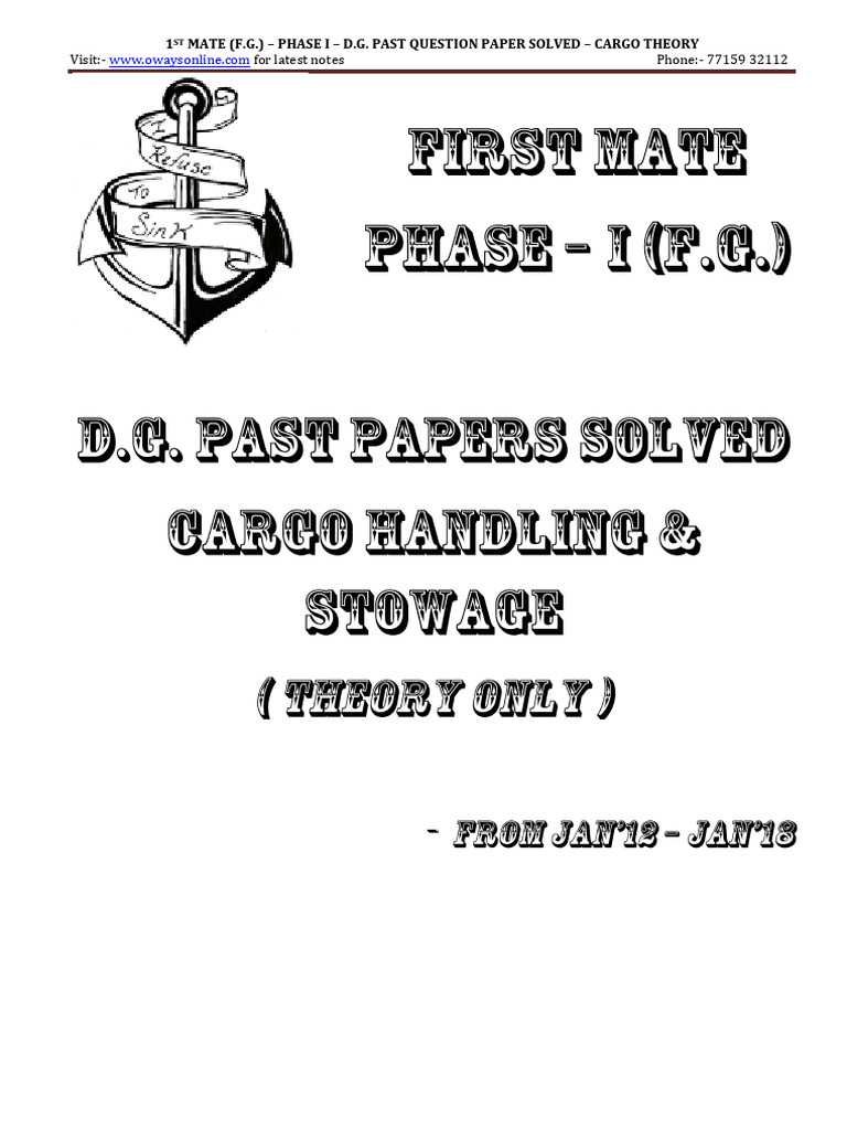 Cargo MMD Past Papers Solved Theory | PDF | Fatigue (Material) | Leak