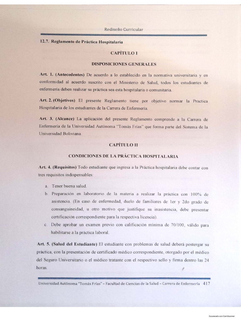 Reglamento de Práctica | PDF