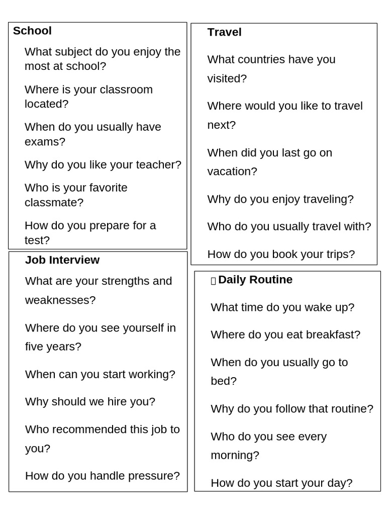 Print WH Questions 1 | PDF
