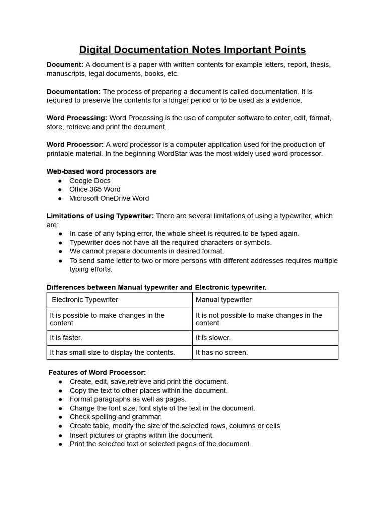 Unit 8 Digital Documentation | PDF | Word Processor | Typewriter