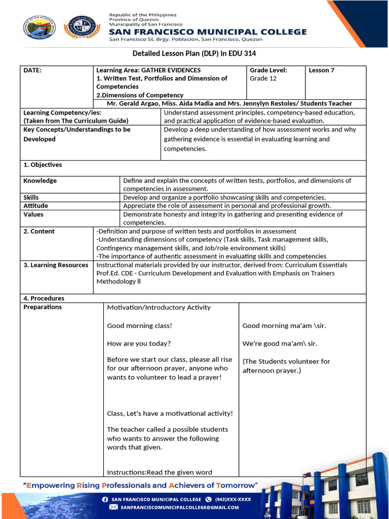 Seventh Reporter Lesson Plan | PDF | Educational Assessment | Learning
