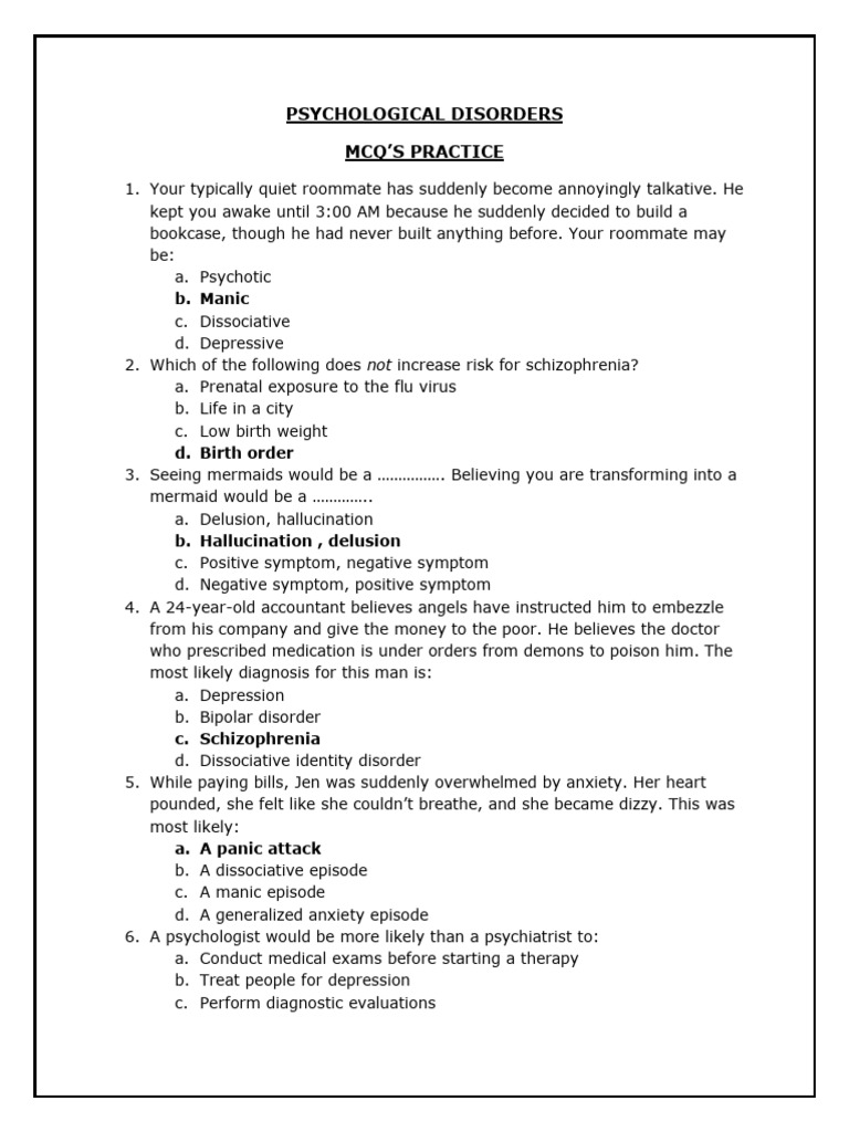 Psychological Disorders | PDF | Mental Disorder | Anxiety