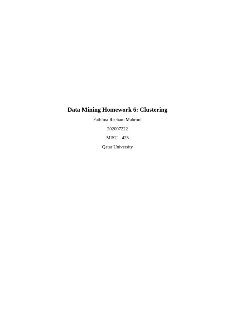 Data Mining Homework 6 FRM | PDF | Cluster Analysis | Data Analysis