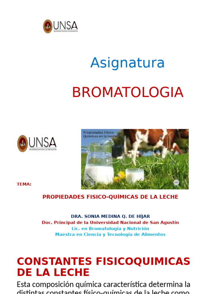 Tema 3. 2-Bromatología 2025-A | PDF | Leche | Ph