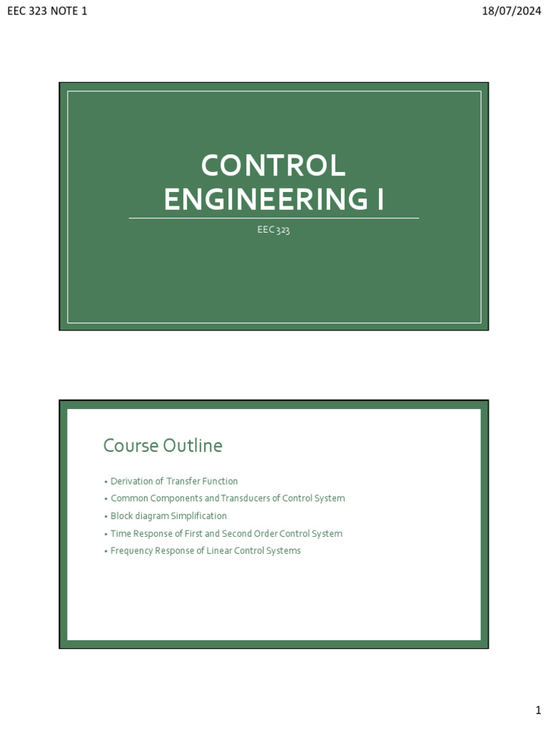 Eec 323 Note 1 | PDF | Feedback | Nonlinear System