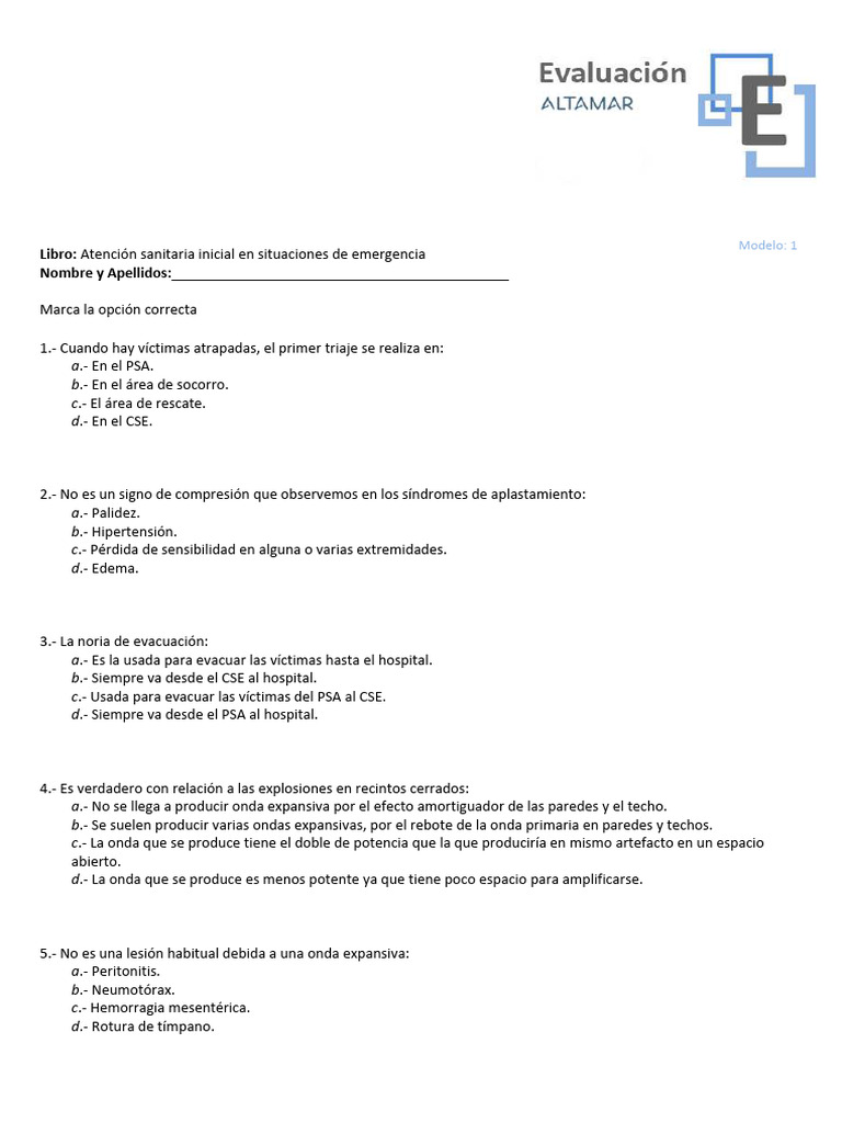 Test Unidad 8 Alumnos | PDF | Primeros auxilios | Medicina