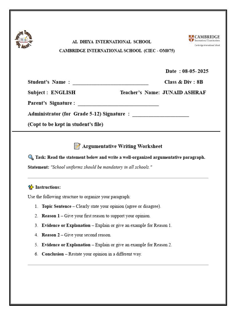 GRADE 8B HOMEWORK WORKSHEET 08. 05. 2025 | PDF