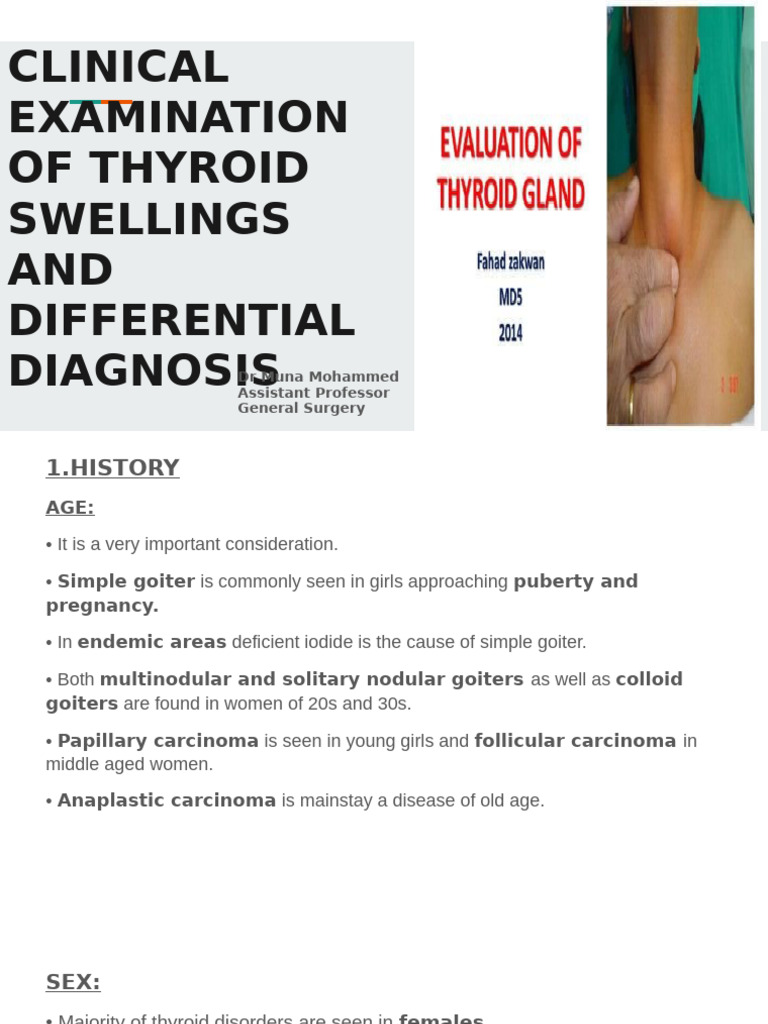 Clinical Examination of Thyroid Swellings and Differential Diagnosis ...