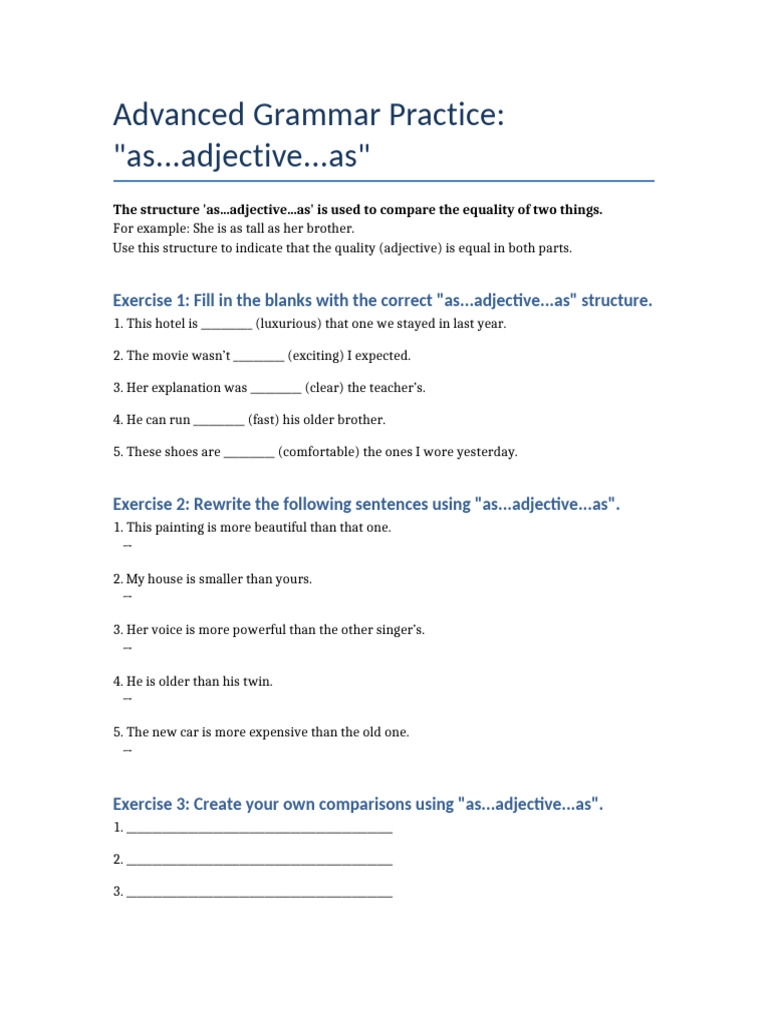 As Adjective As Advanced Grammar | PDF