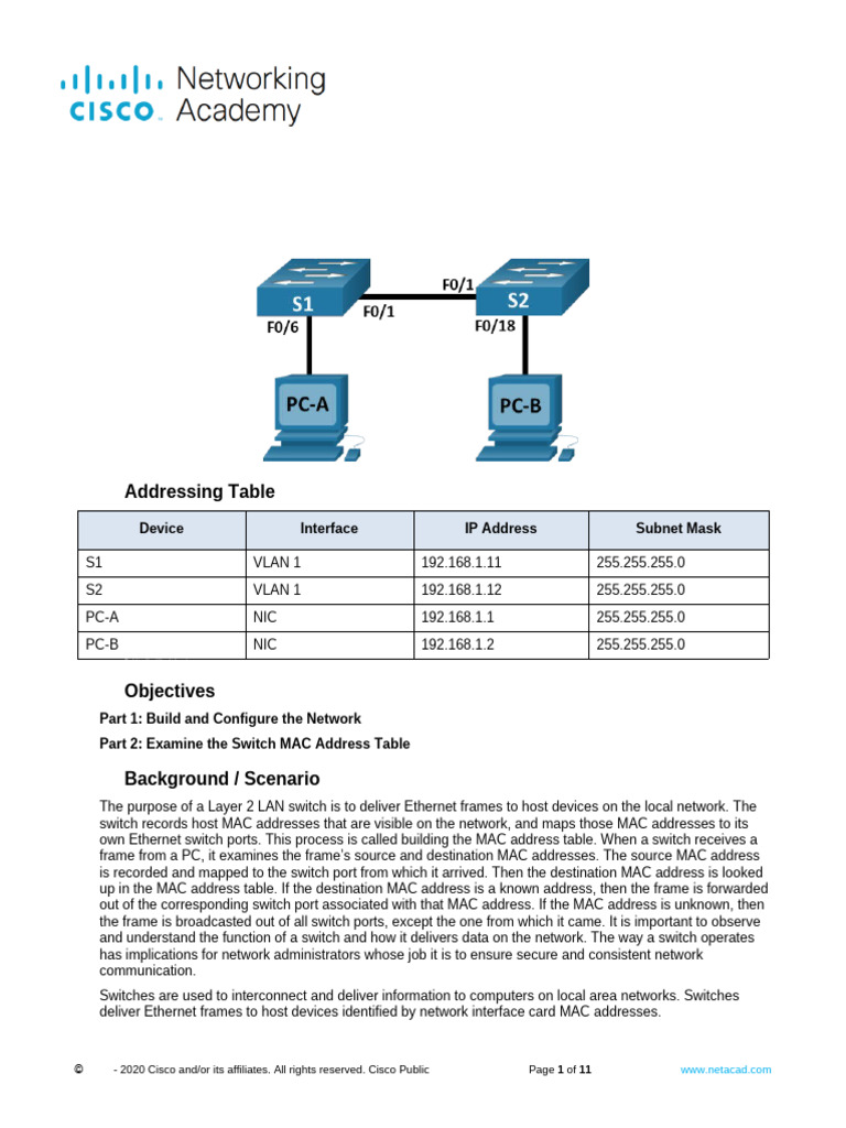 Build and Examine Switch MAC Table | PDF | Network Switch | Computer ...