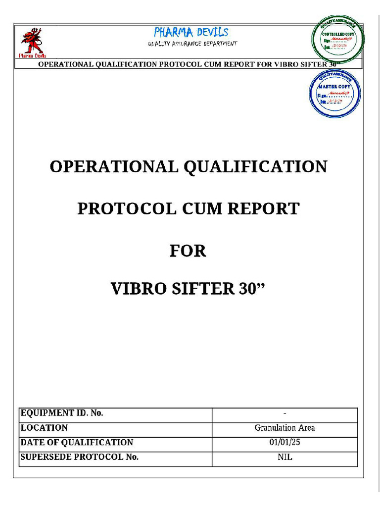 Operational Qualification of Vibro Shifter | PDF