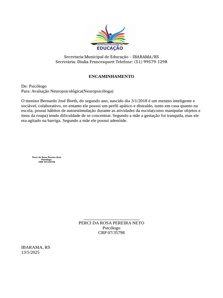 Encaminhamento Bernardo | PDF