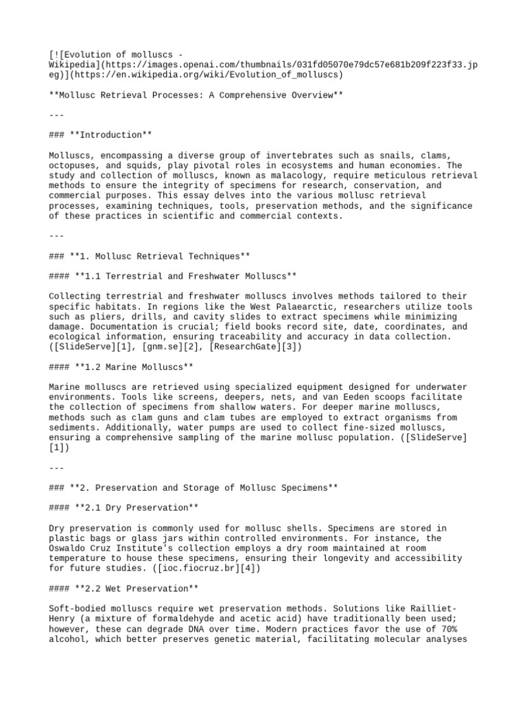 Mollusc Rtetrivals Protocl | PDF | Mollusca | Conservation Biology