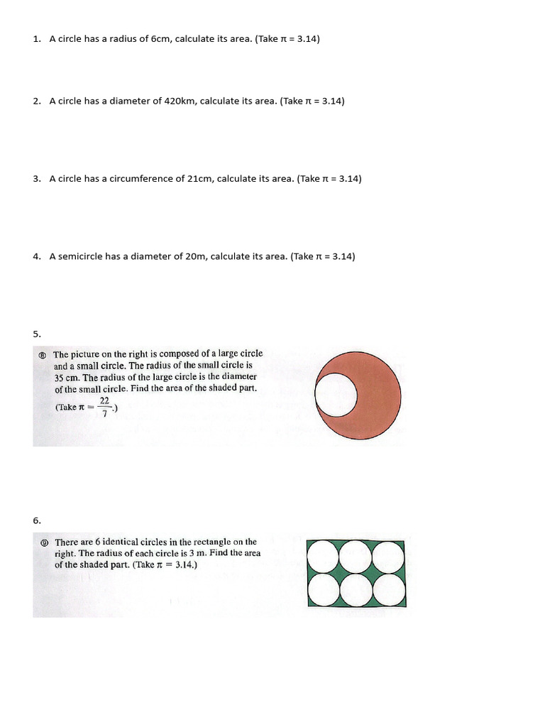 p6 Area of Circle | PDF