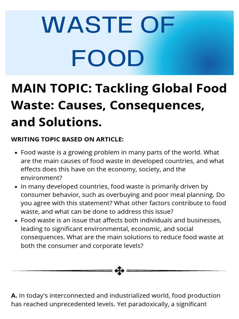 MAIN TOPIC Tackling Global Food Waste Causes, Consequences, and ...
