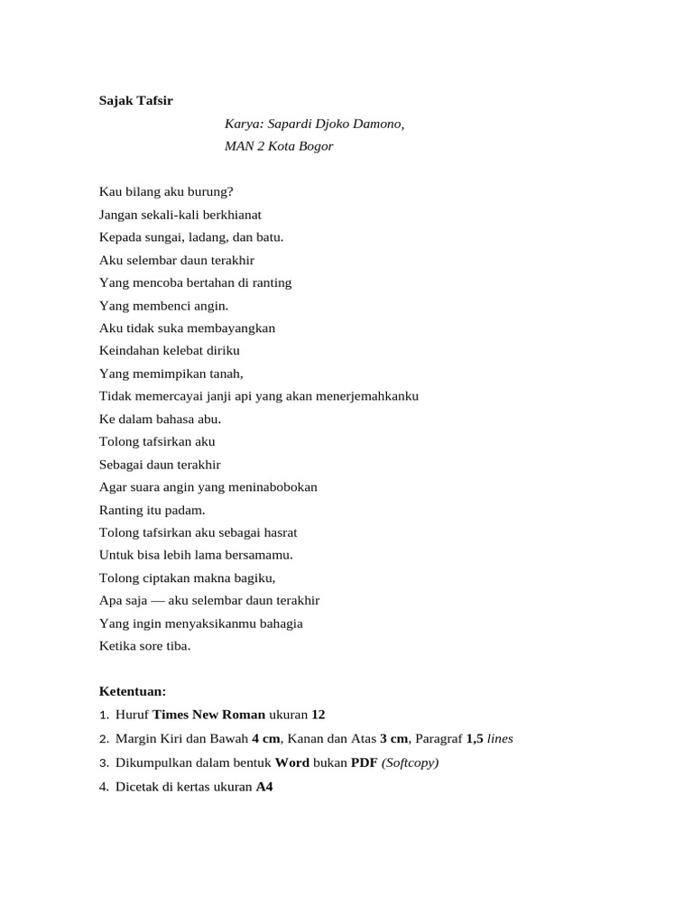 Contoh Format Puisi 2 | PDF