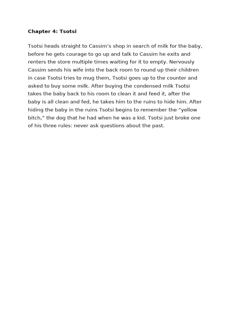 Chapter 4 Tsotsi | PDF