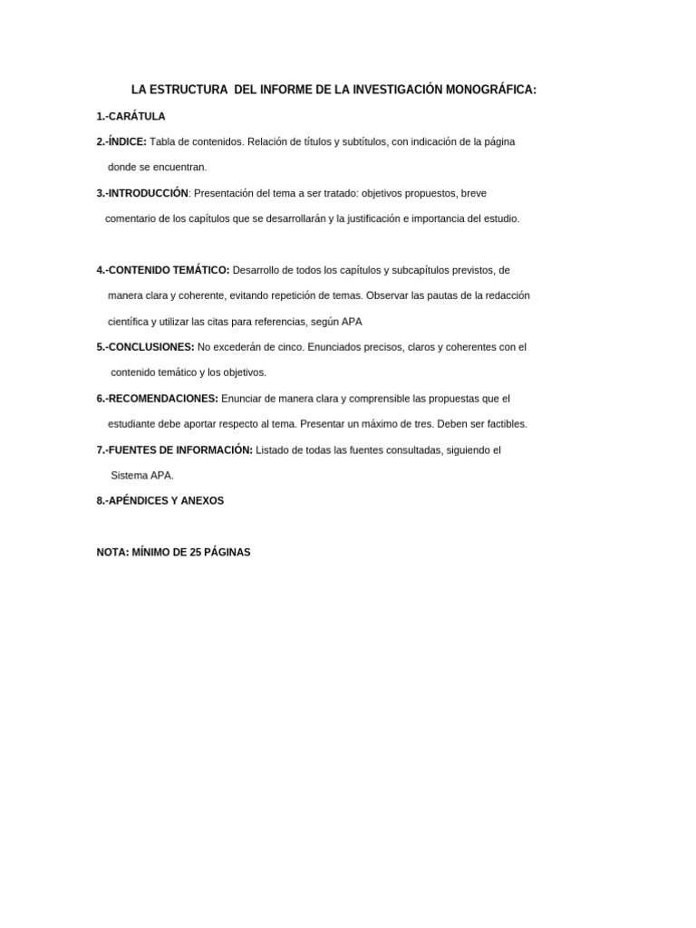 La Estructura Del Informe de La Investigación Monográfica | PDF