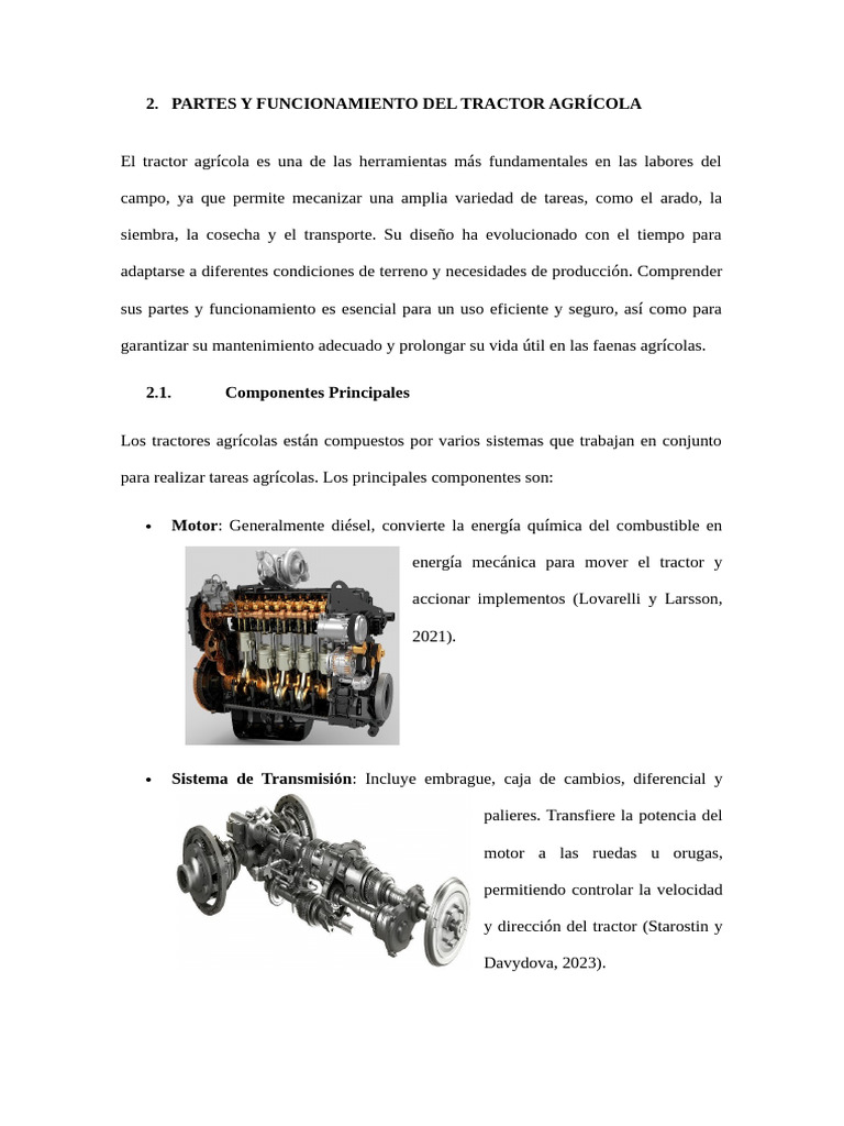 Partes y Funcionamiento Del Tractor Agrícola | PDF | Tractor | Motores