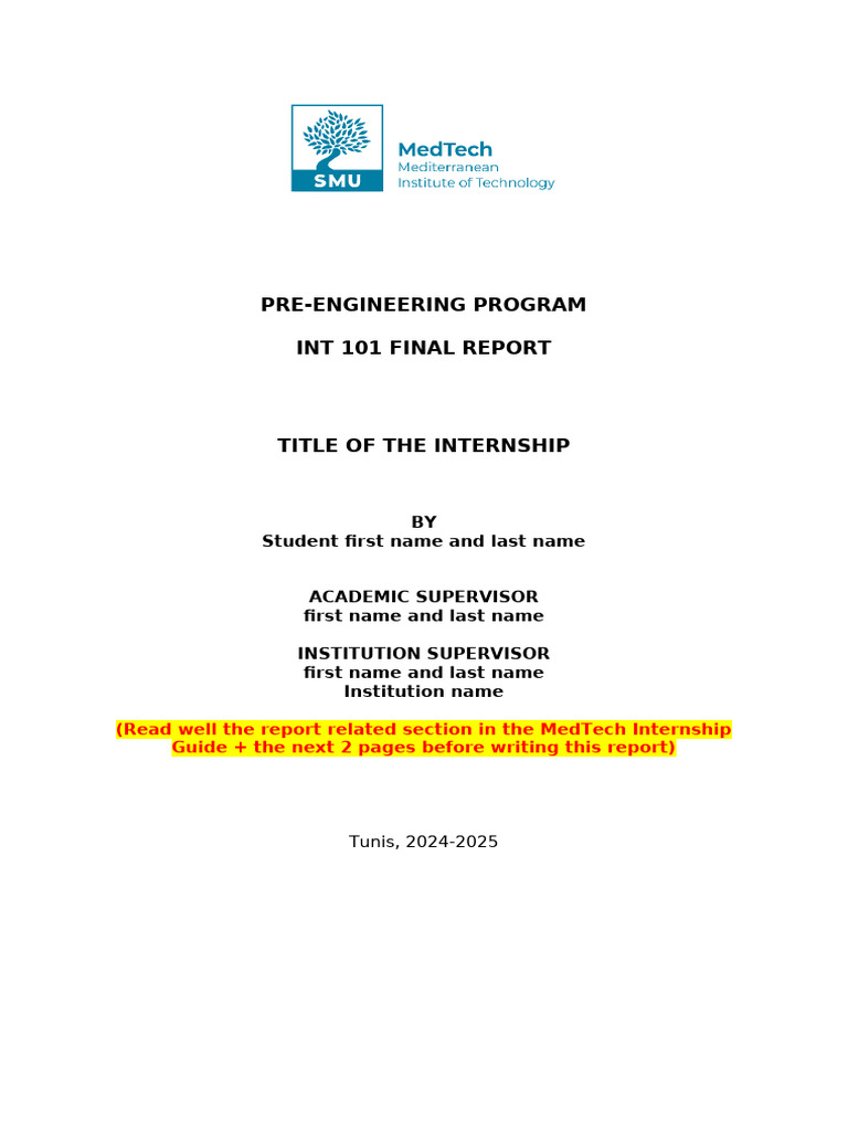 INT 101 - Final Report Format - 2024 - 2025 | PDF | Methodology | Procedural Knowledge