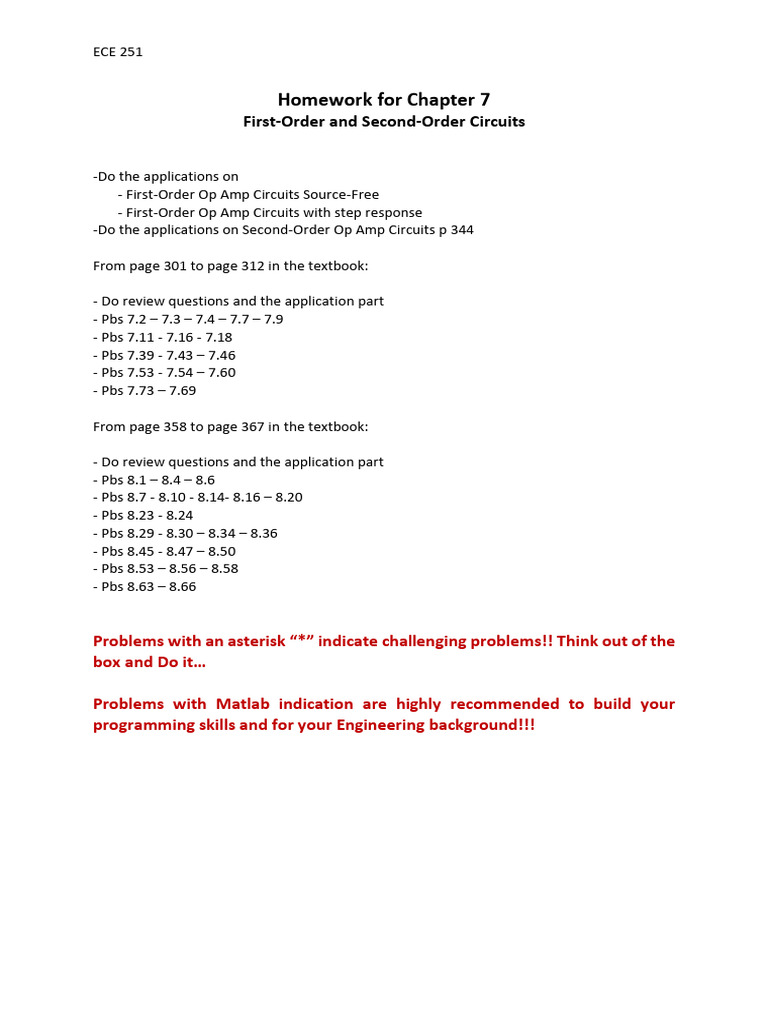 Recommended HW ECE 251 Chap 7 | PDF