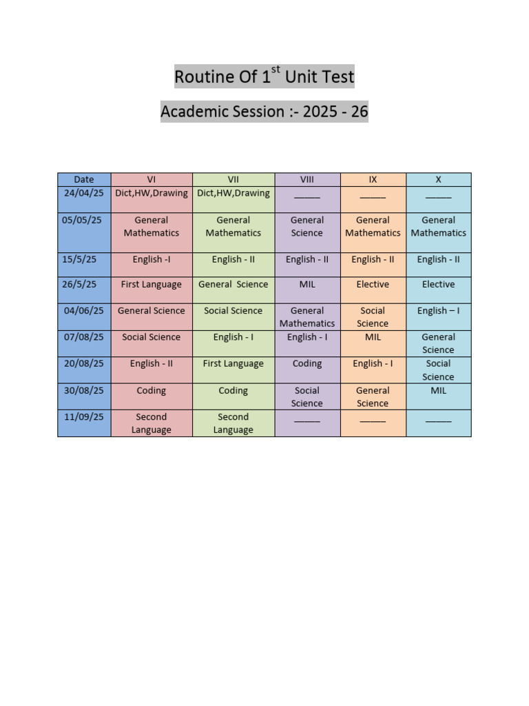 Exam Schedule For The Academic Session 2025-26-1 | PDF | Science | Inquiry