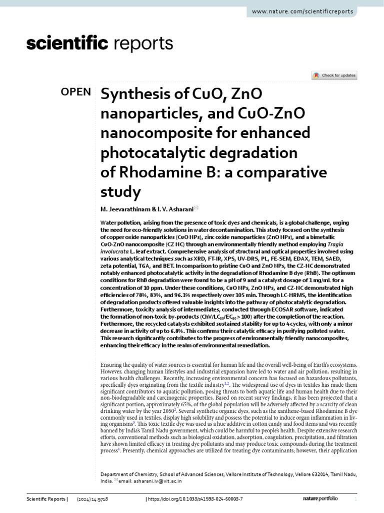 Sythesis of CuO, ZnO and CuO-ZnO | PDF | Zinc Oxide | Band Gap