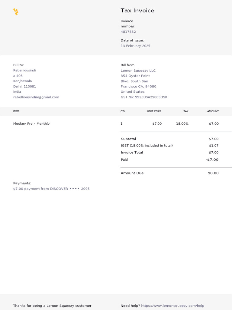 Invoice Sample | PDF