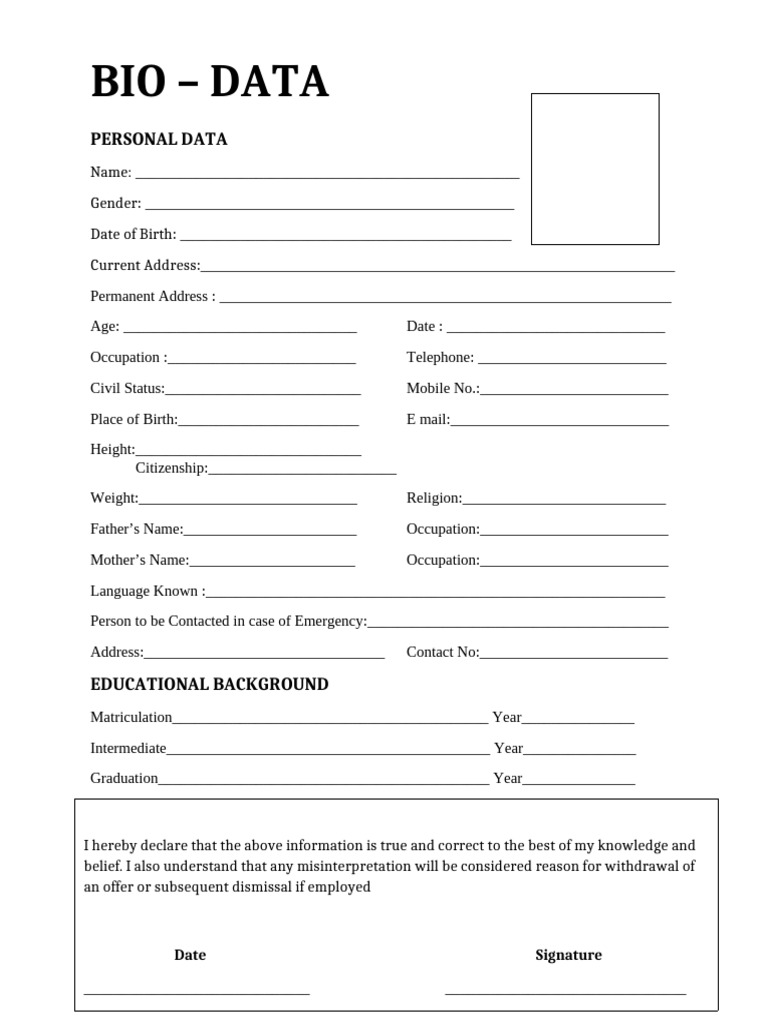 Bio Data | PDF