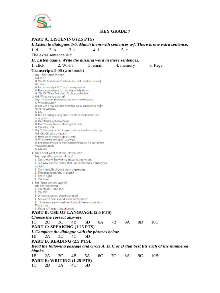 Key Grade 7 | PDF