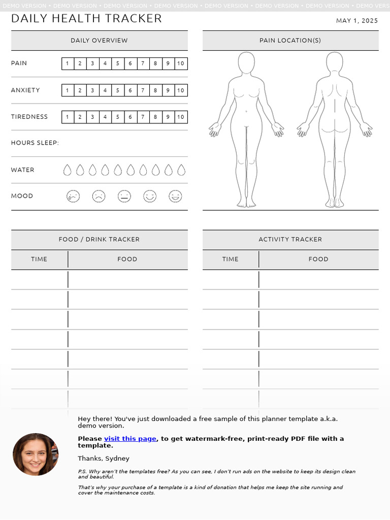 Daily Health Tracker Female A4 | PDF | Computer File | Computer File ...