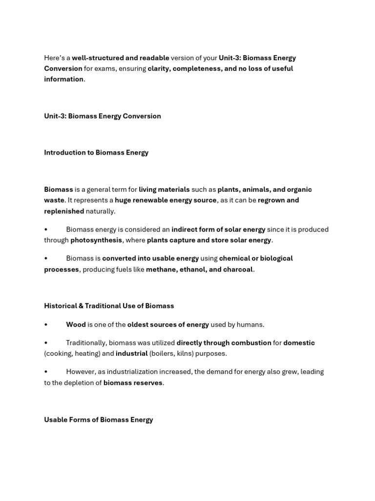 Biomass Energy Conversion Overview | PDF | Biofuel | Fuels