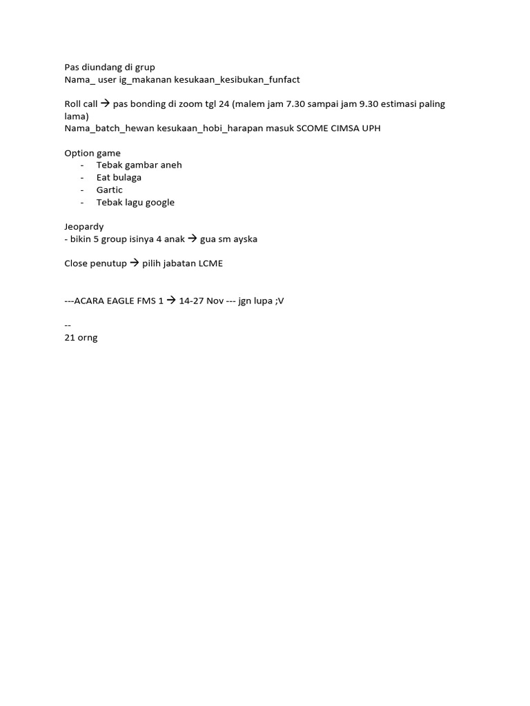 Alur SCOME CIMSA UPH Bulan Ini ) | PDF