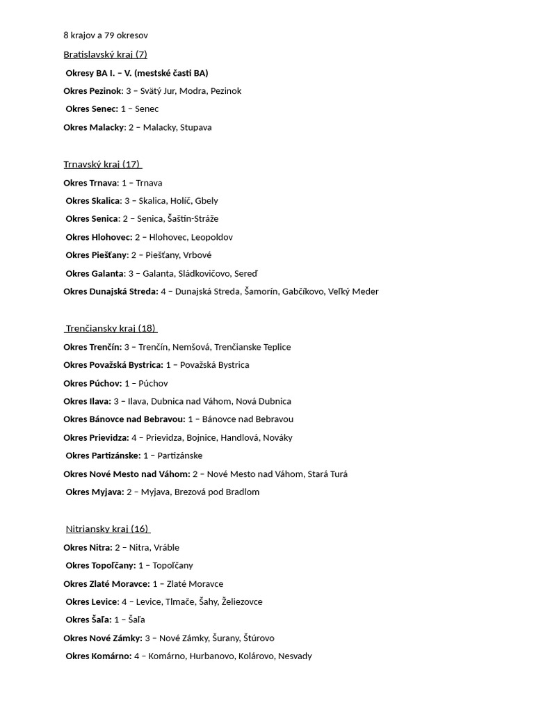 Okresy Slepa Mapa | PDF