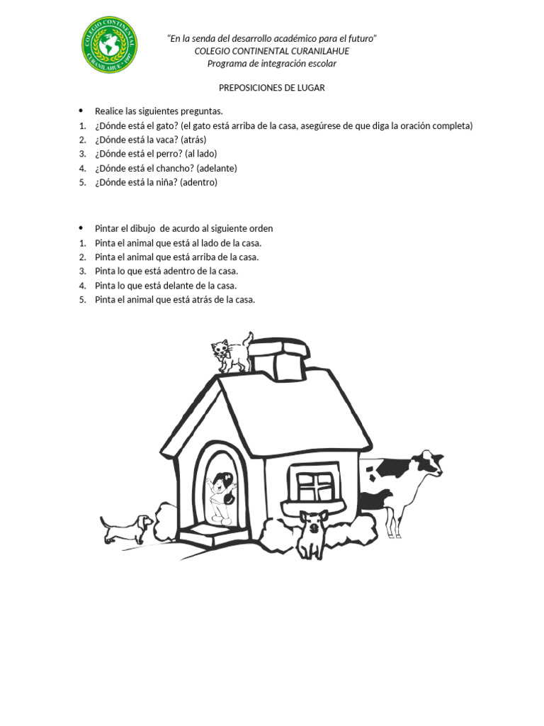 PREPOSICIONES DE LUGAR | PDF