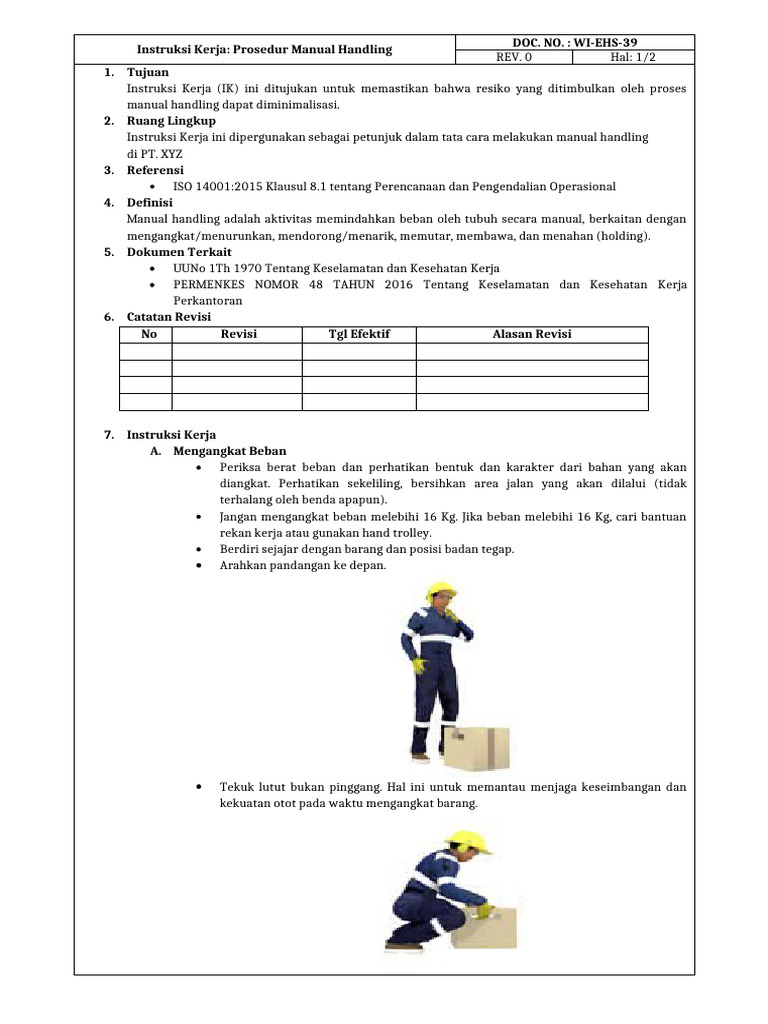 (MMS) IK Prosedur Manual Handling | PDF