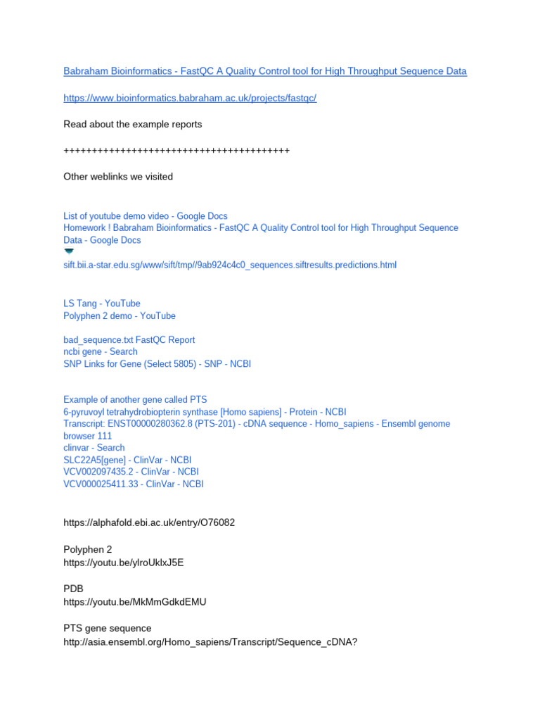 Homework ! Babraham Bioinformatics - FastQC A Quality Control Tool For High Throughput Sequence ...