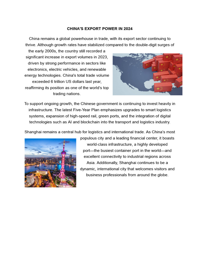 CHINA'S EXPORT POWER in 2024 | PDF