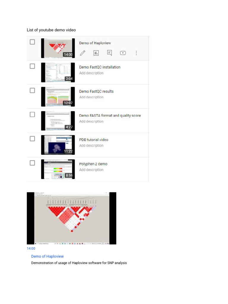 YouTube Demo Videos for Bioinformatics | PDF