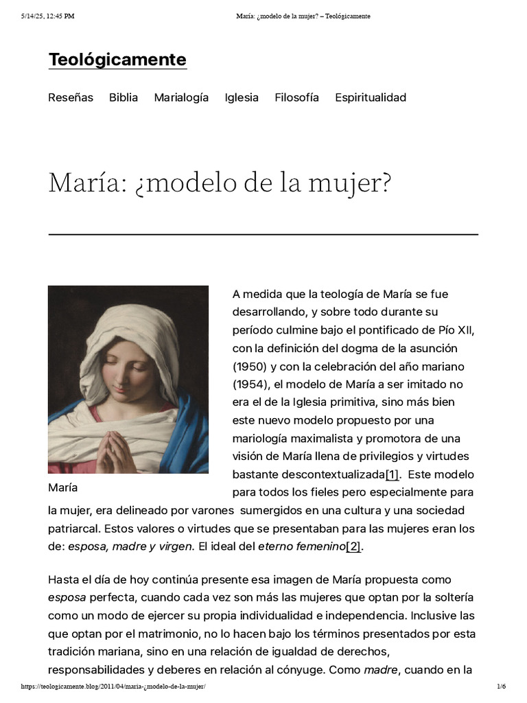 María: ¿Un modelo femenino actual? | PDF | María, madre de Jesús | Mujer