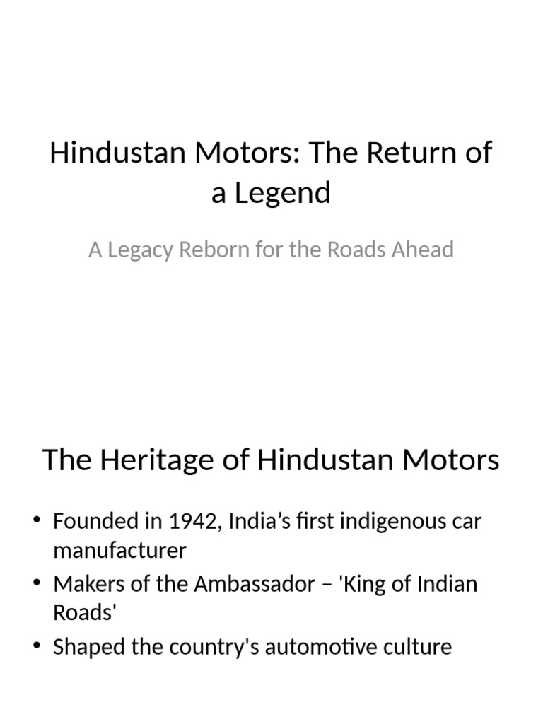 Hindustan Motors Ambassador Relaunch | PDF