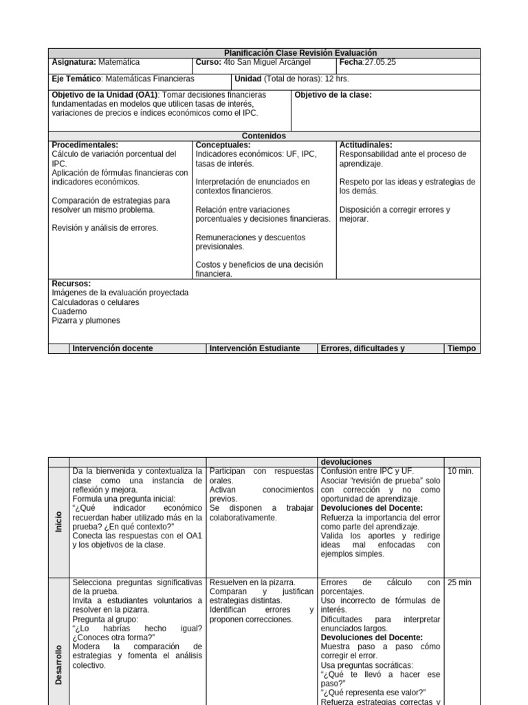 Planificación Clase Grabada 2 | PDF | Maestros | Cognición